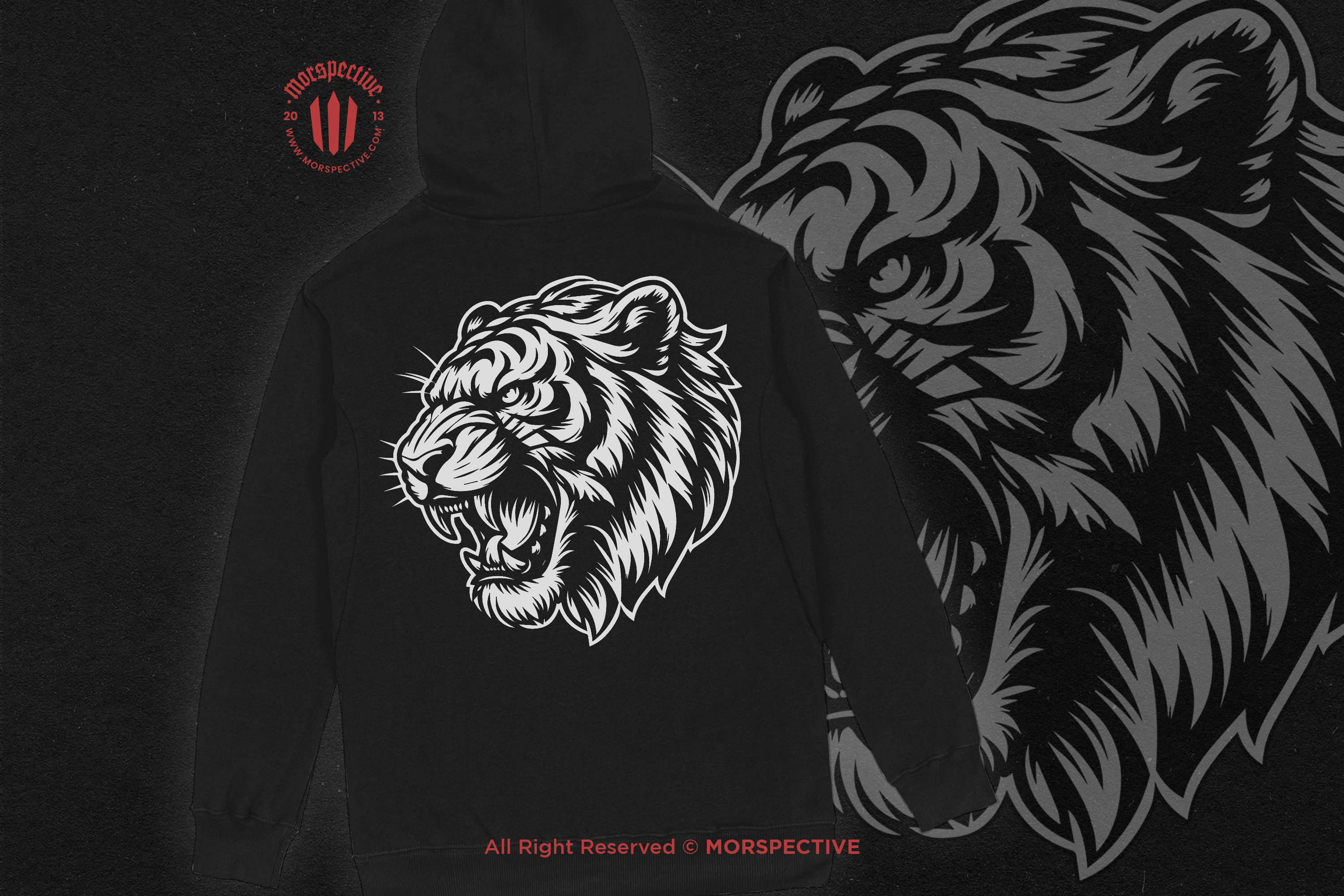 10 Bundle Dark Art Angry Beast Tiger Head Black and White Illustration ...