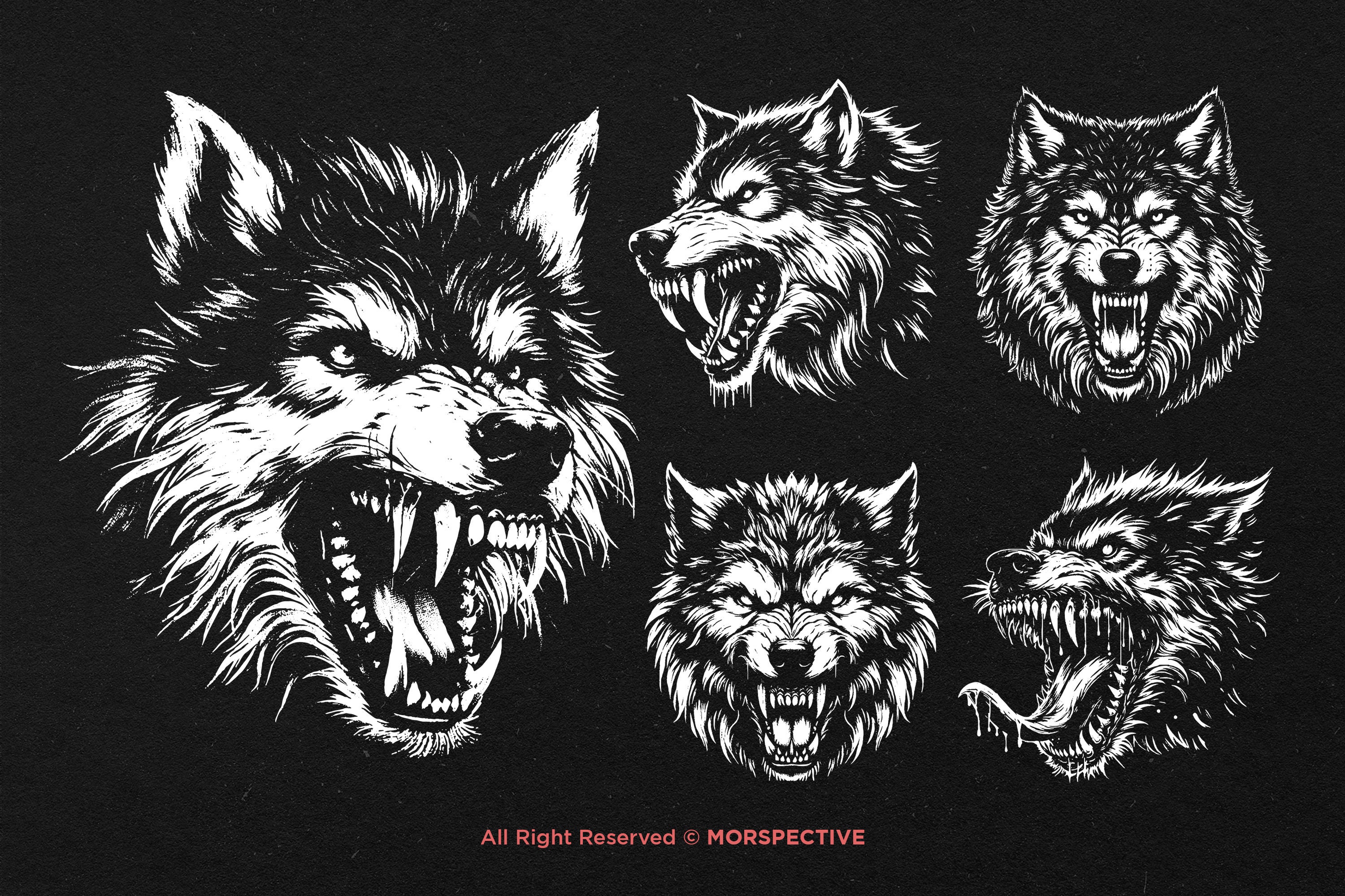 10 Bundle Dark Art Wolf Beast Horror Wild Life Night Vintage Grunge ...
