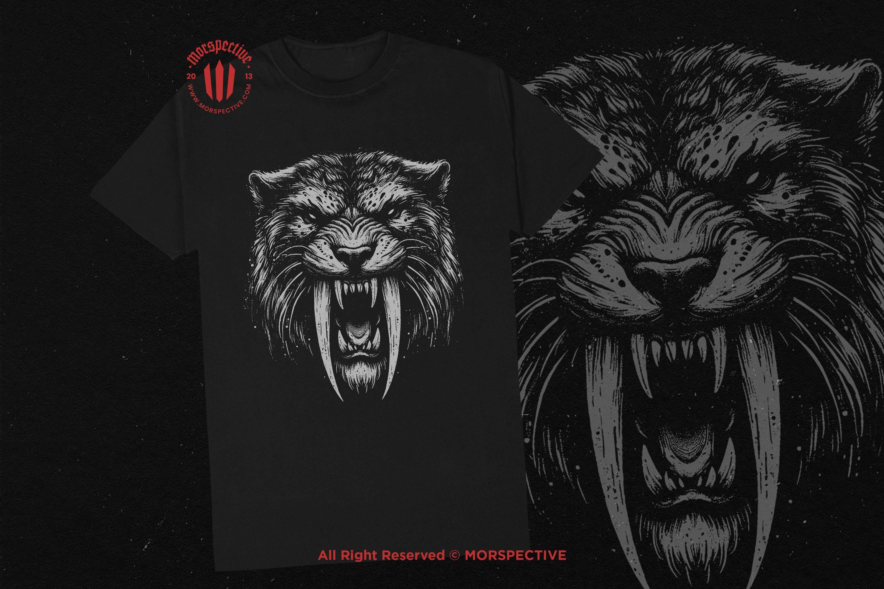 10 Bundle Dark Art Sabertooth Ancient Tiger Cat Fangs Beast Hand Drawn ...