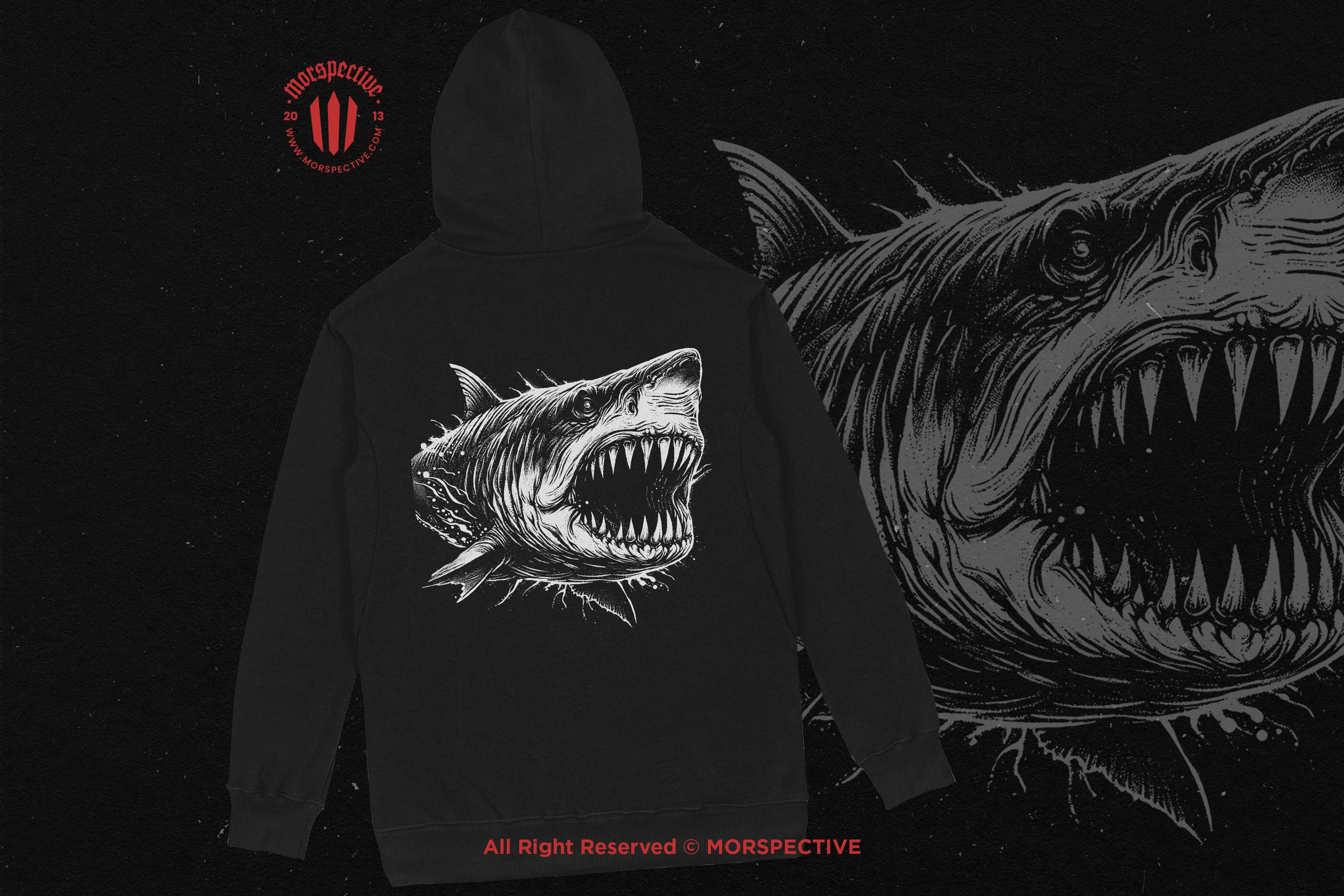 10 Bundle Dark Art Megalodon Fish Shark Ancient Animal Skull Hand Drawn ...