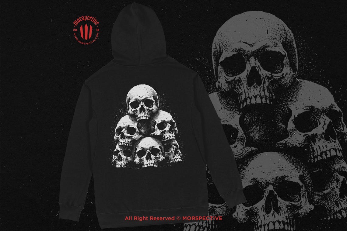 10 Bundle Dark Art Skull Head Pile Scattered Stacking Horror Hand Drawn ...