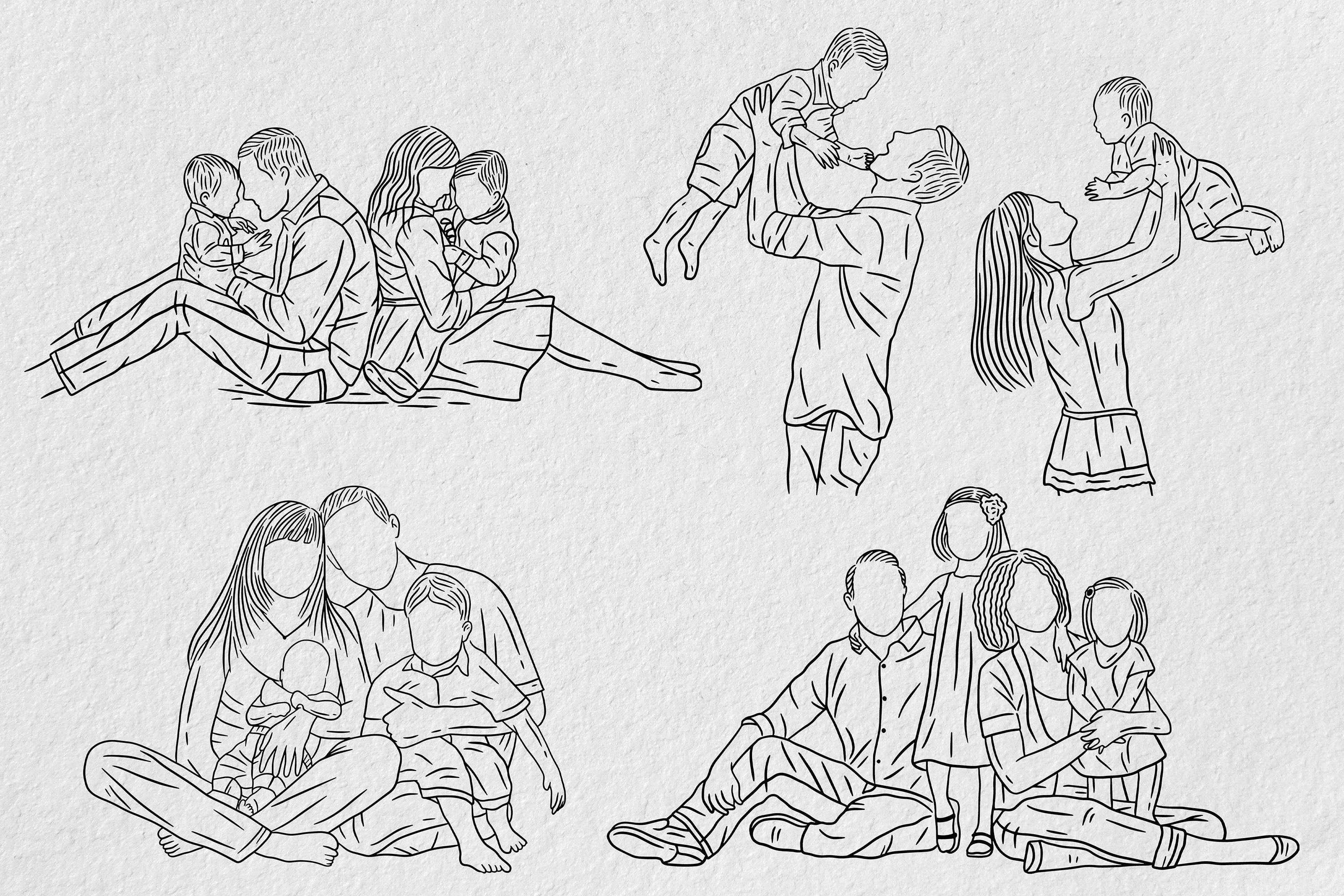 20 Set Bundle Happy Big Family Love With Mom and Dad With Child Parent ...