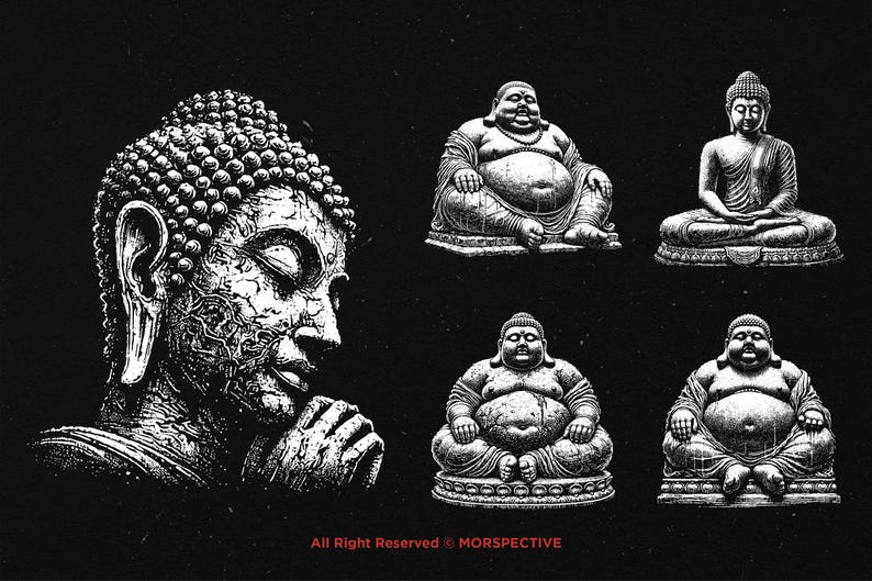 10 Bundle Dark Art Buddha Face Head Gothic Horror Tattoo Clipart ...