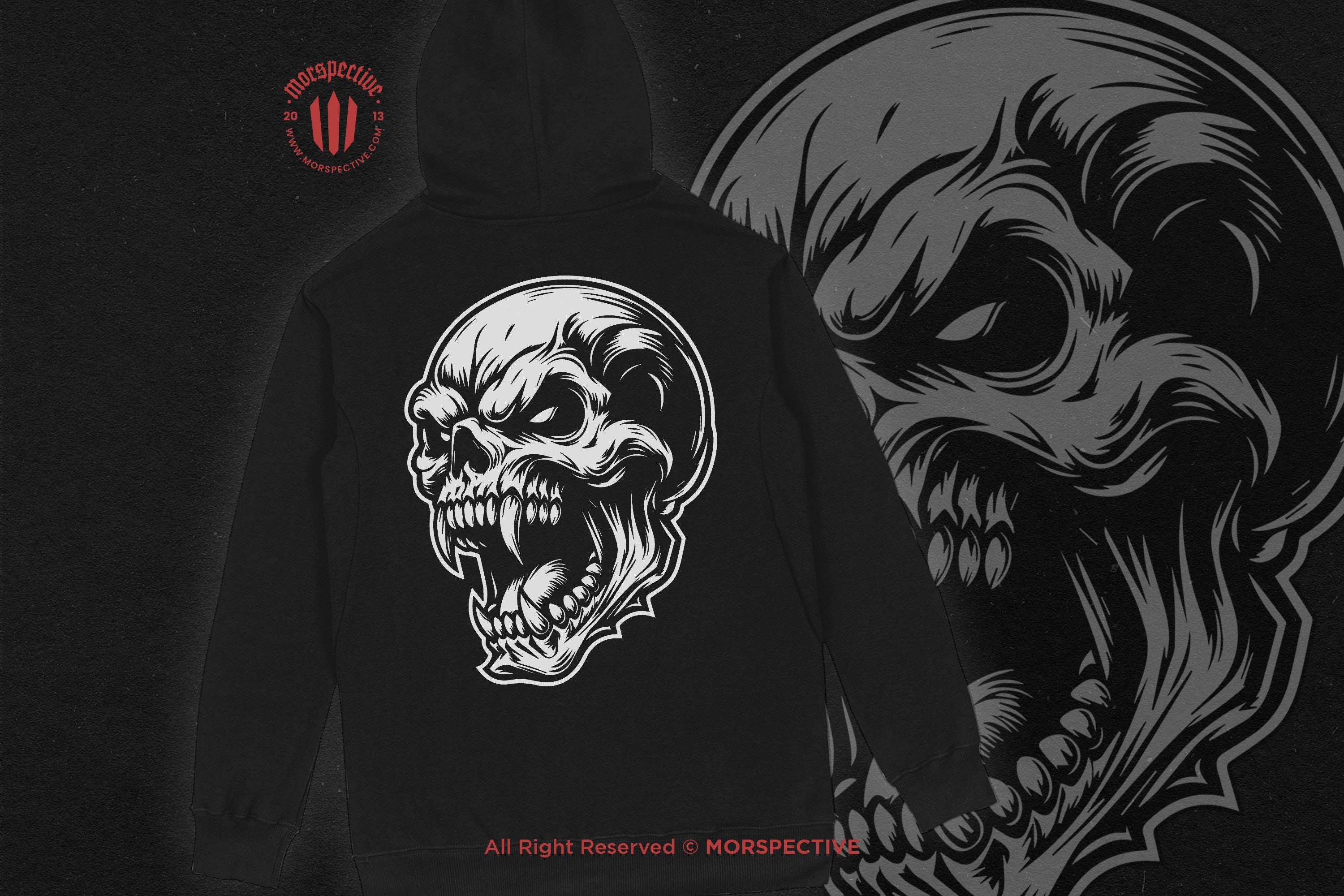 10 Bundle Dark Art Scary Skull Fang Head Black and White Illustration ...