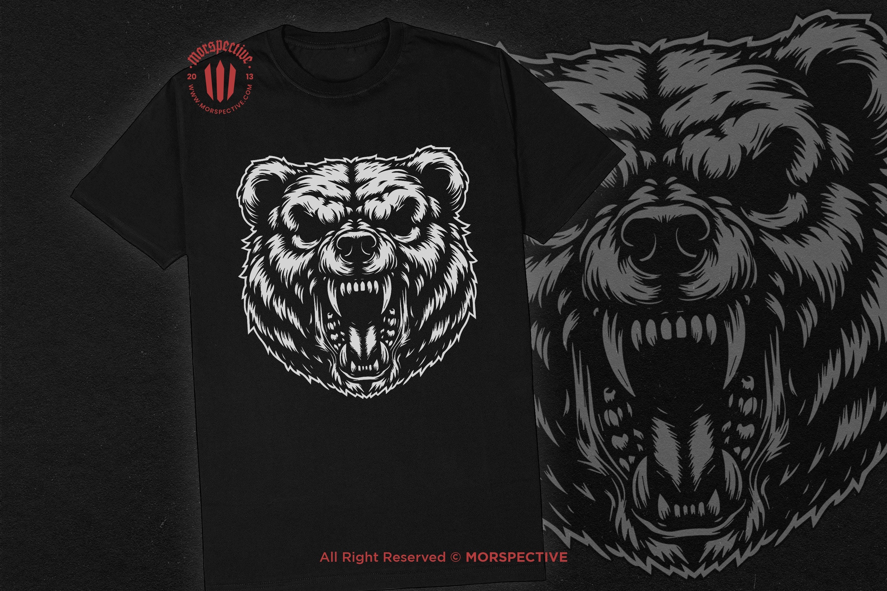 10 Bundle Dark Art Angry Beast Bear Skull Head Black White Illustration ...