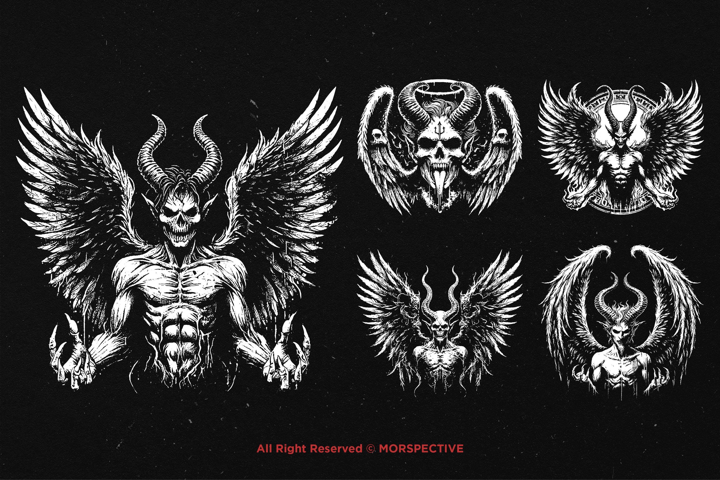 10 Bundle Dark Art Lucifer Fallen Angel Demon Wings Gothic Satanic ...