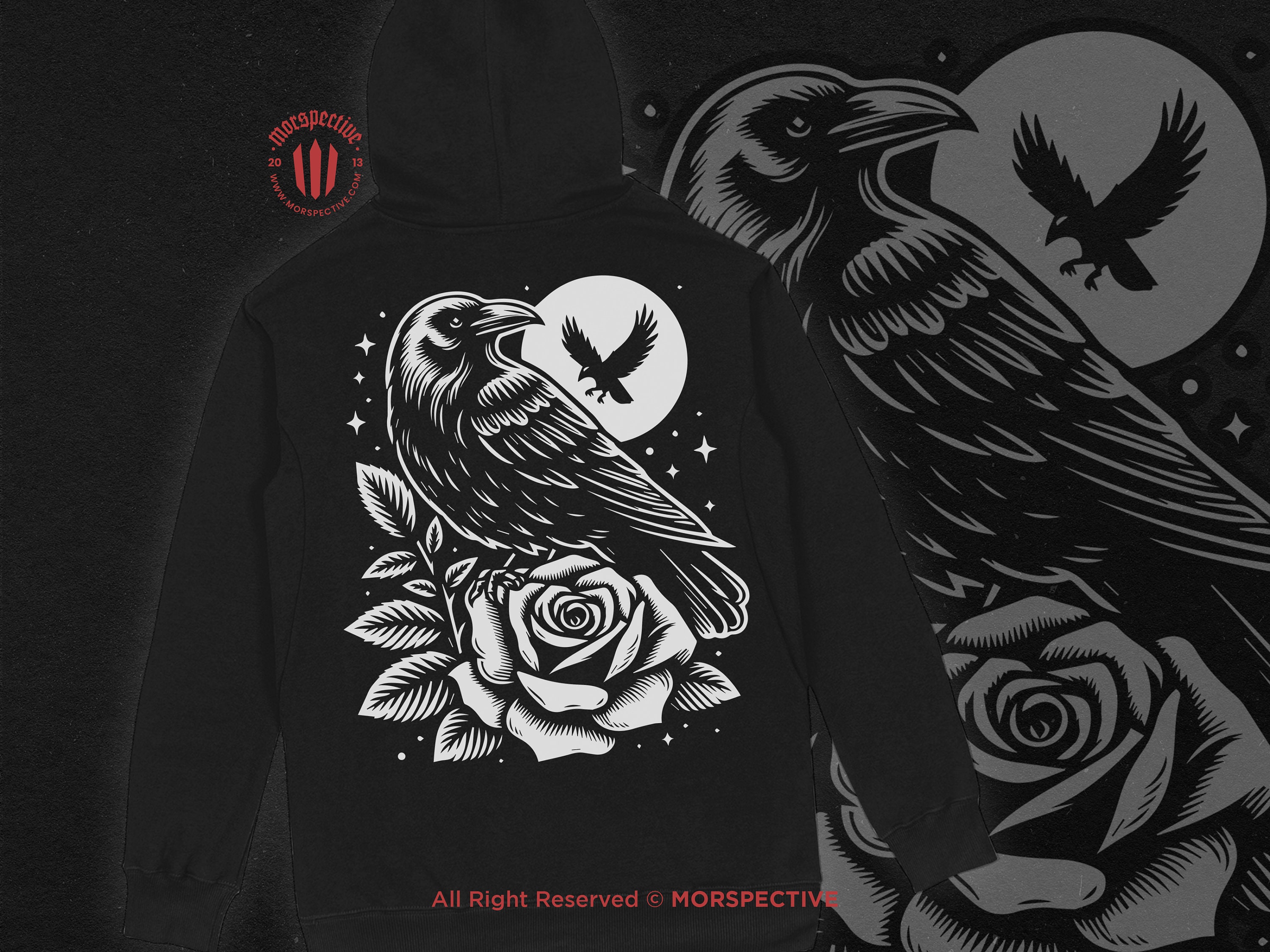 10 Bundle Dark Art Crow Raven Stand With Rose Flower Grunge Tattoo ...