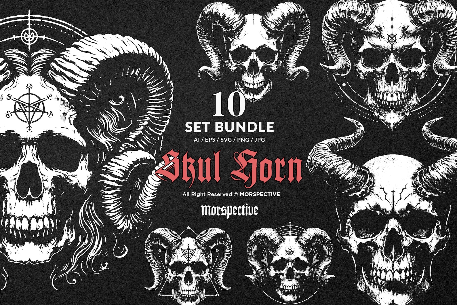 10 Bundle Dark Art Skull Demon Baphomet Horn Devil Grunge Vintage ...