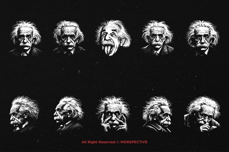 10 Bundle Dark Art Einstein Scientist Albert Head Scary Hand Drawn ...