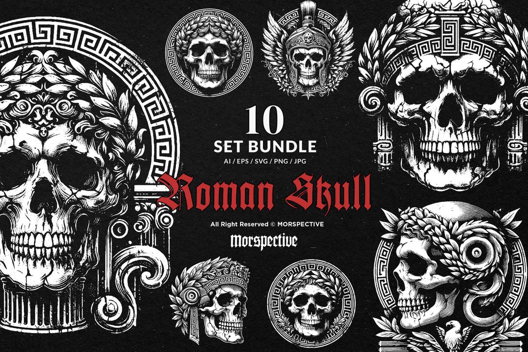10 Bundle Dark Art Roman Skull Statue Greek Spartan Warrior Tattoo ...
