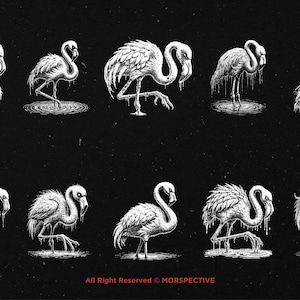10 Bundle Dark Art Flamingo Bird Gothic Scary Horror Animal Tattoo ...