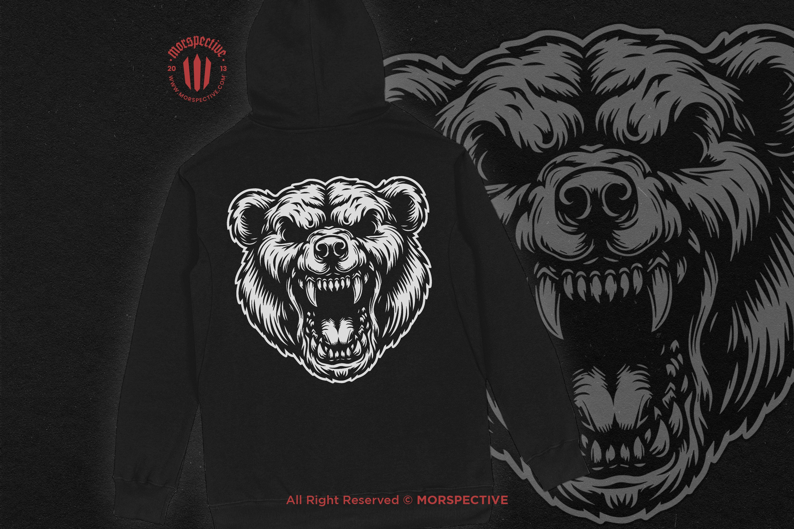 10 Bundle Dark Art Angry Beast Bear Skull Head Black White Illustration ...