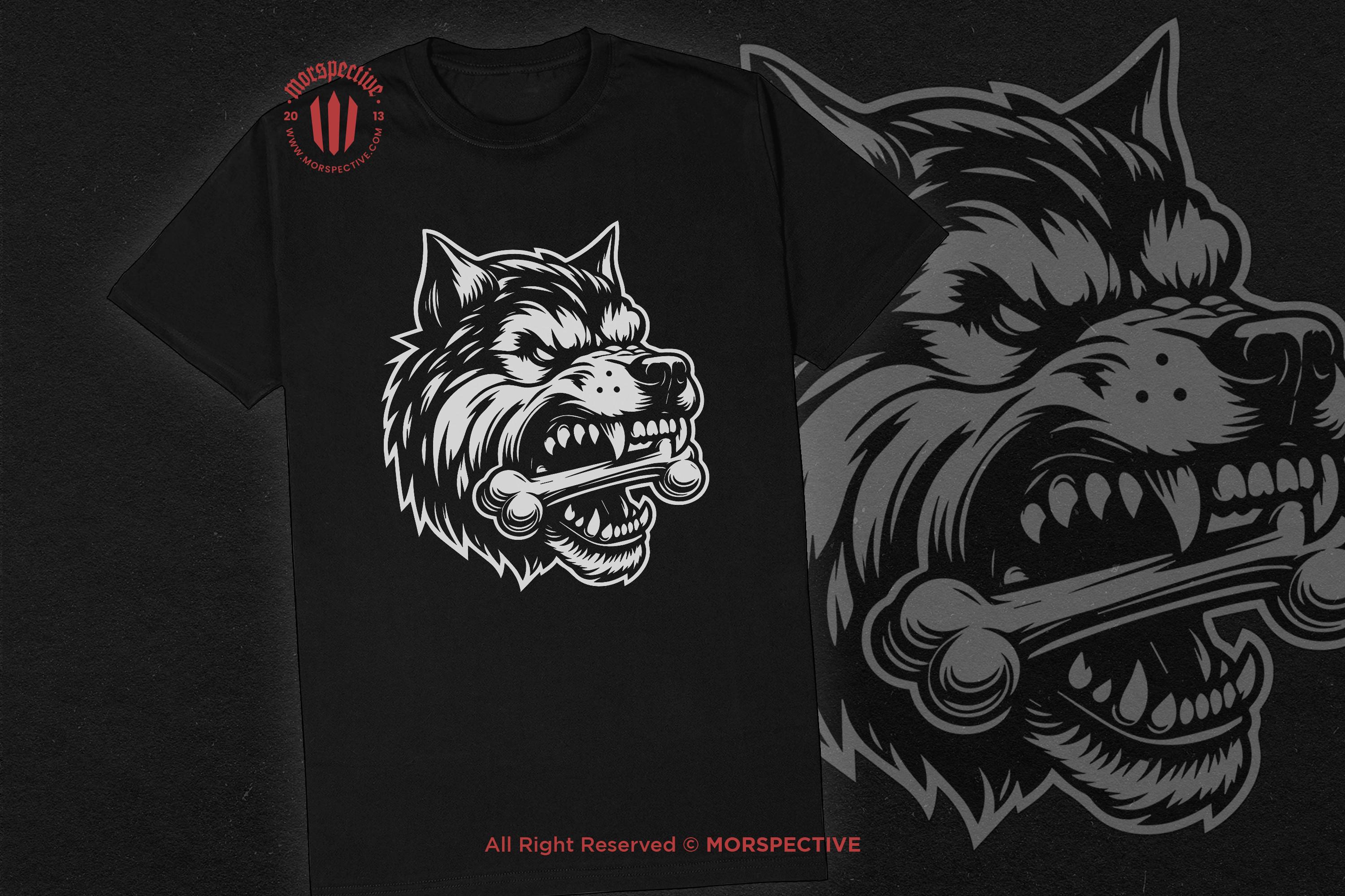 10 Bundle Dark Art Dog Head Bites Bone Mascot Black and White Tattoo ...