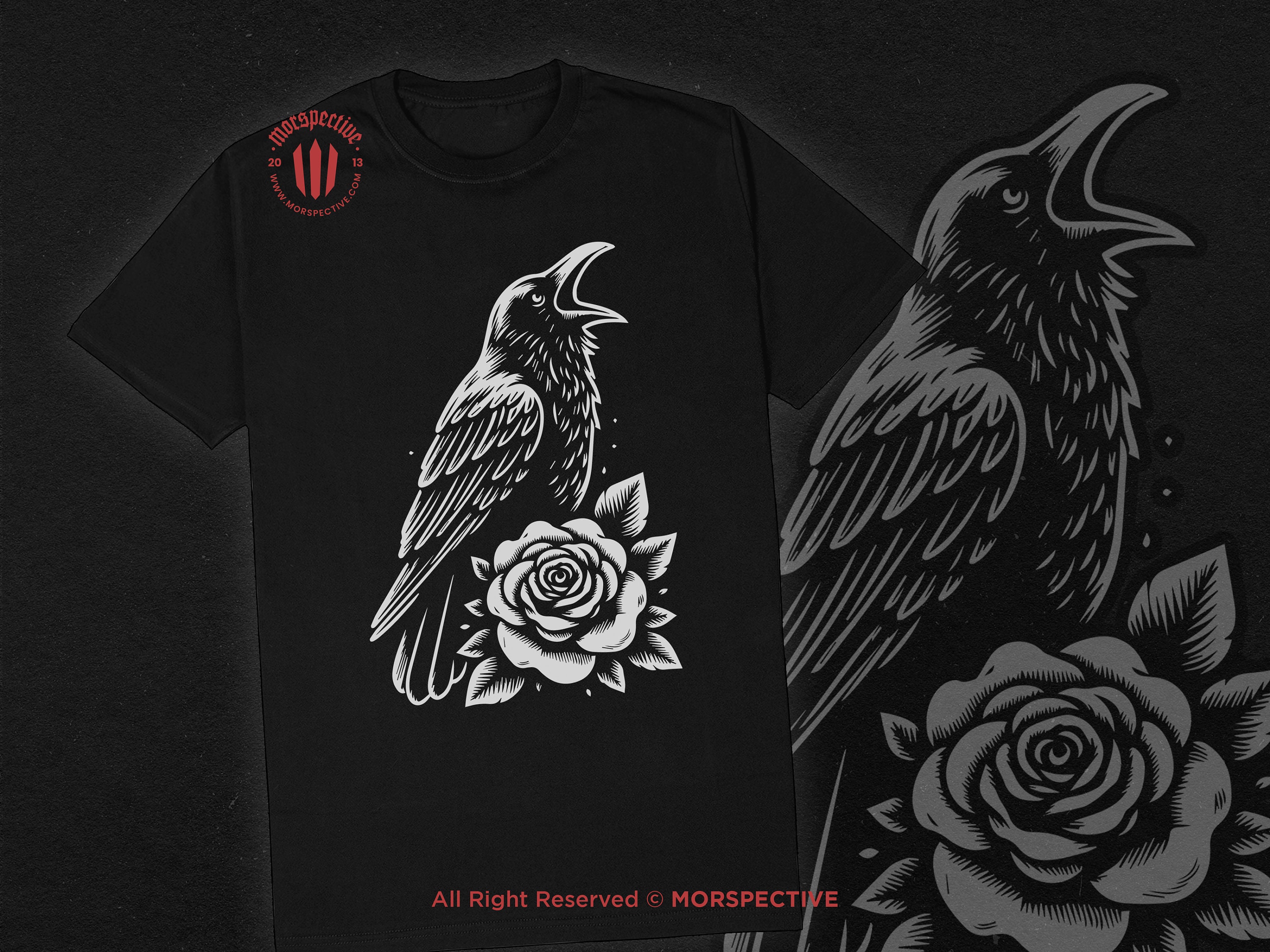 10 Bundle Dark Art Crow Raven Stand With Rose Flower Grunge Tattoo ...