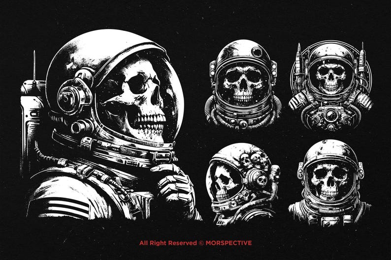 10 Bundle Dark Art Astronaut Helmet Skull Cosmonaut Space Rocket Tattoo ...