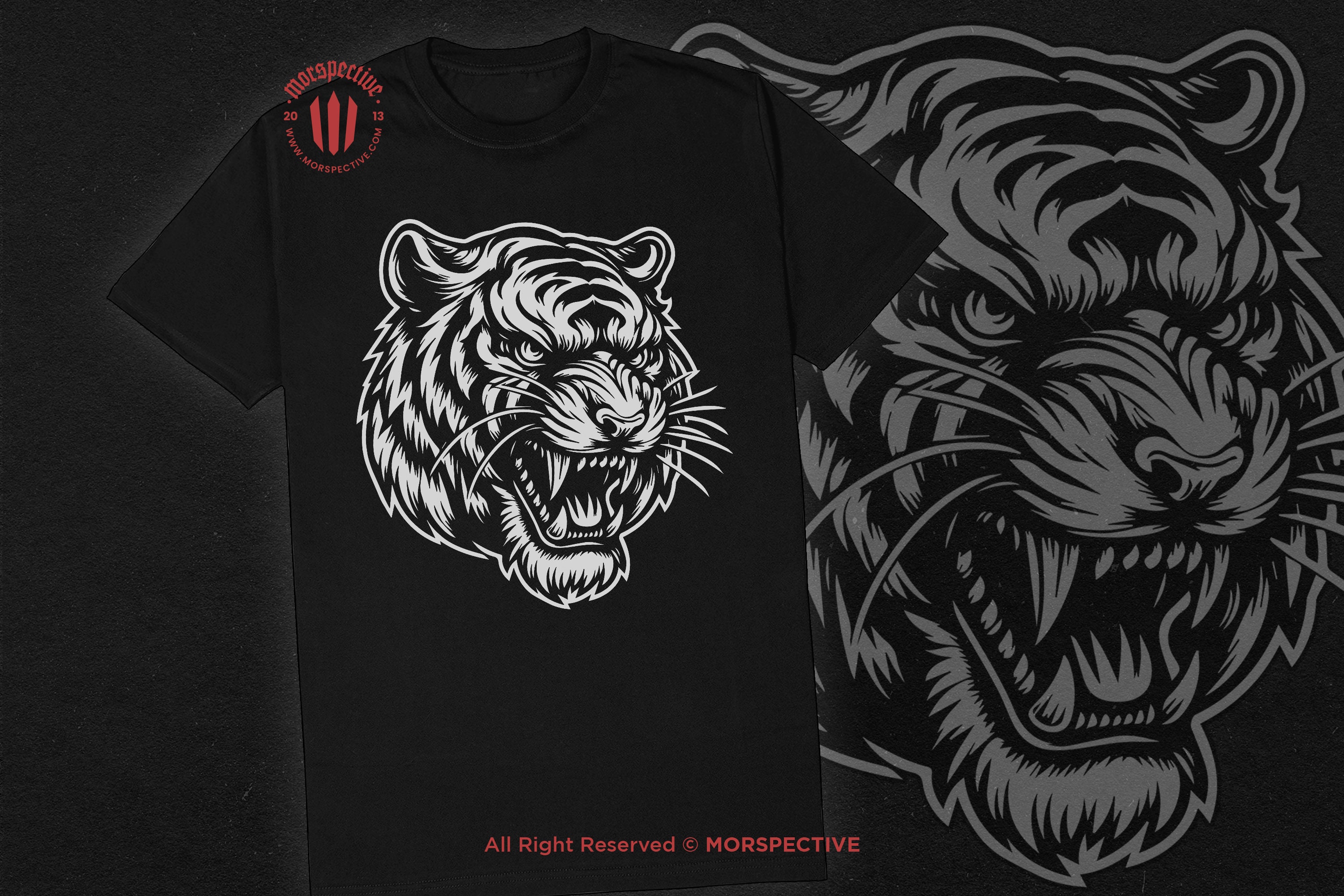 10 Bundle Dark Art Angry Beast Tiger Head Black and White Illustration ...