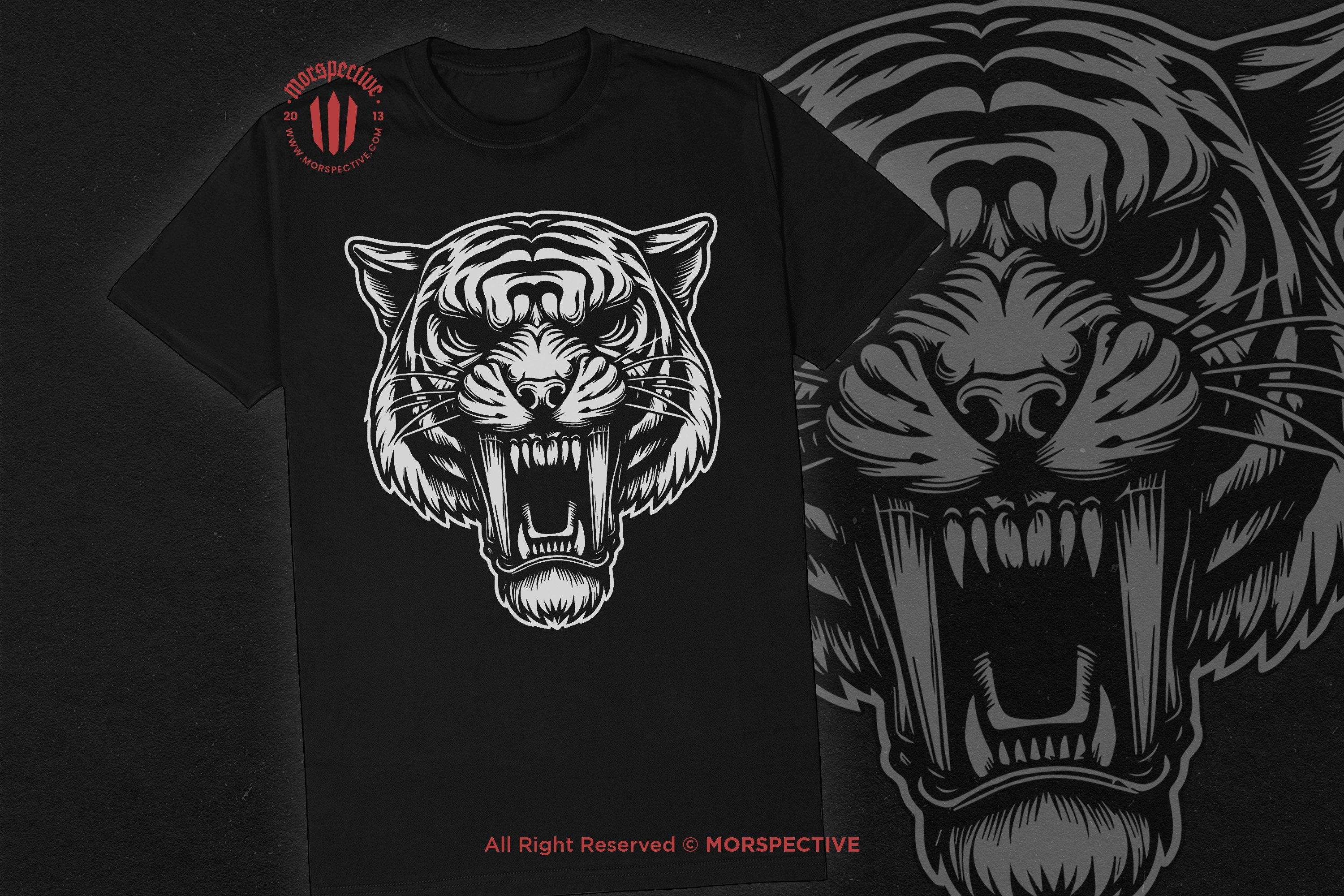 10 Bundle Dark Art Angry Beast Tiger Head Black and White Illustration ...