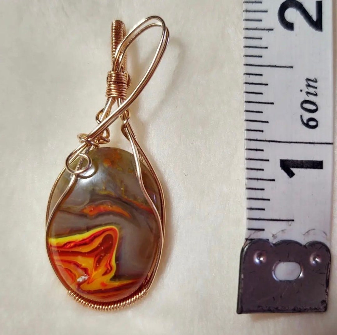 Wire Wrapped Rosarita Gold Slag Pendant - Etsy