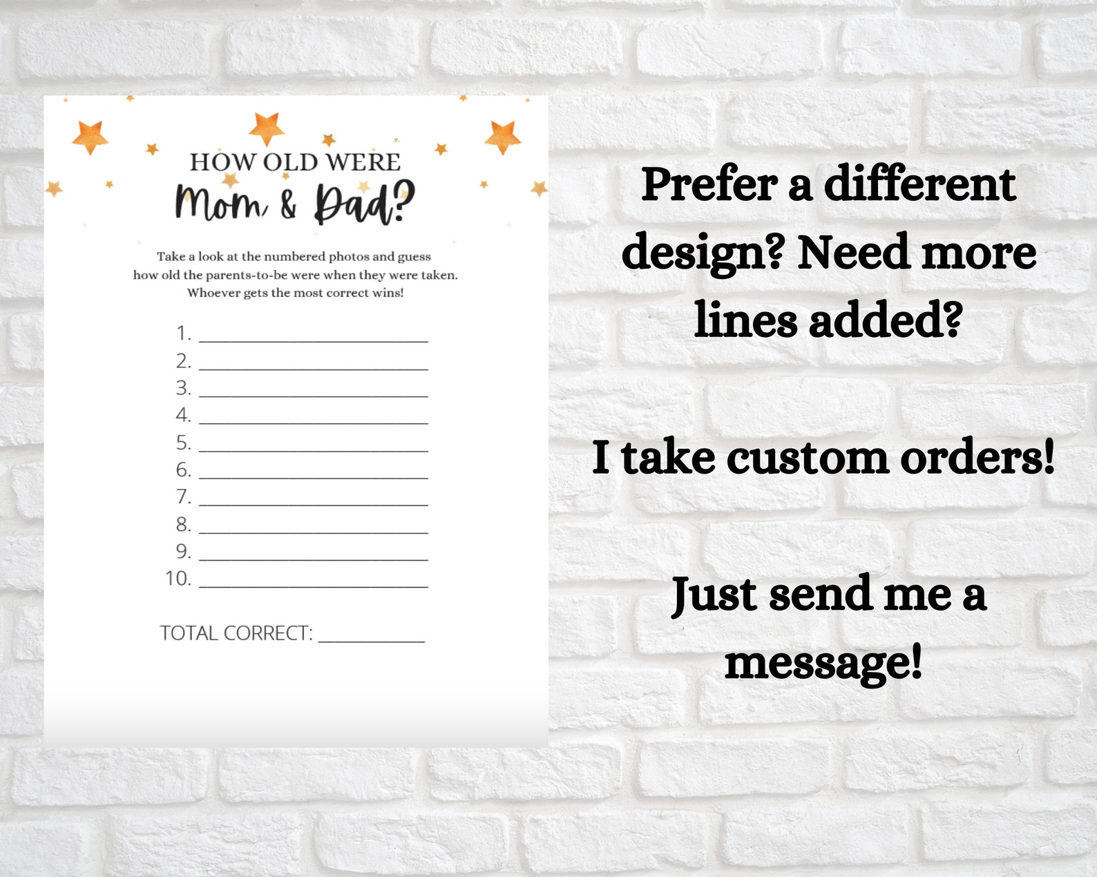 Guess the Mom and Dad to Be's Age Baby Shower Game Space Stars Moon ...