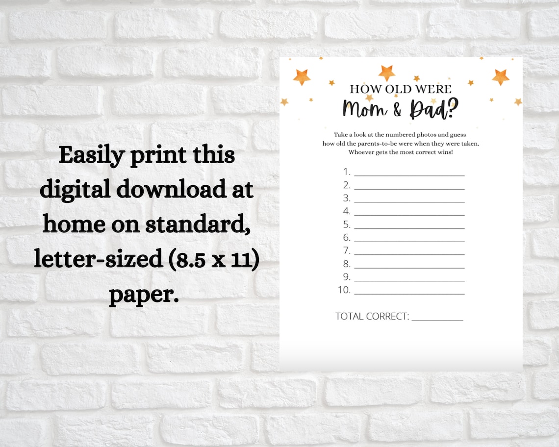 Guess the Mom and Dad to Be's Age Baby Shower Game Space - Etsy