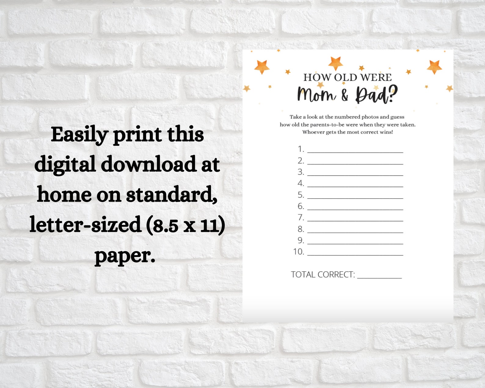 Guess the Mom and Dad to Be's Age Baby Shower Game Space Stars Moon ...