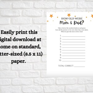 Guess the Mom and Dad to Be's Age Baby Shower Game Space Stars Moon ...