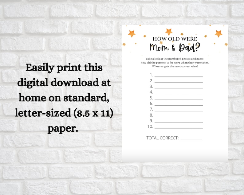 Guess the Mom and Dad to Be's Age Baby Shower Game Space Stars Moon ...