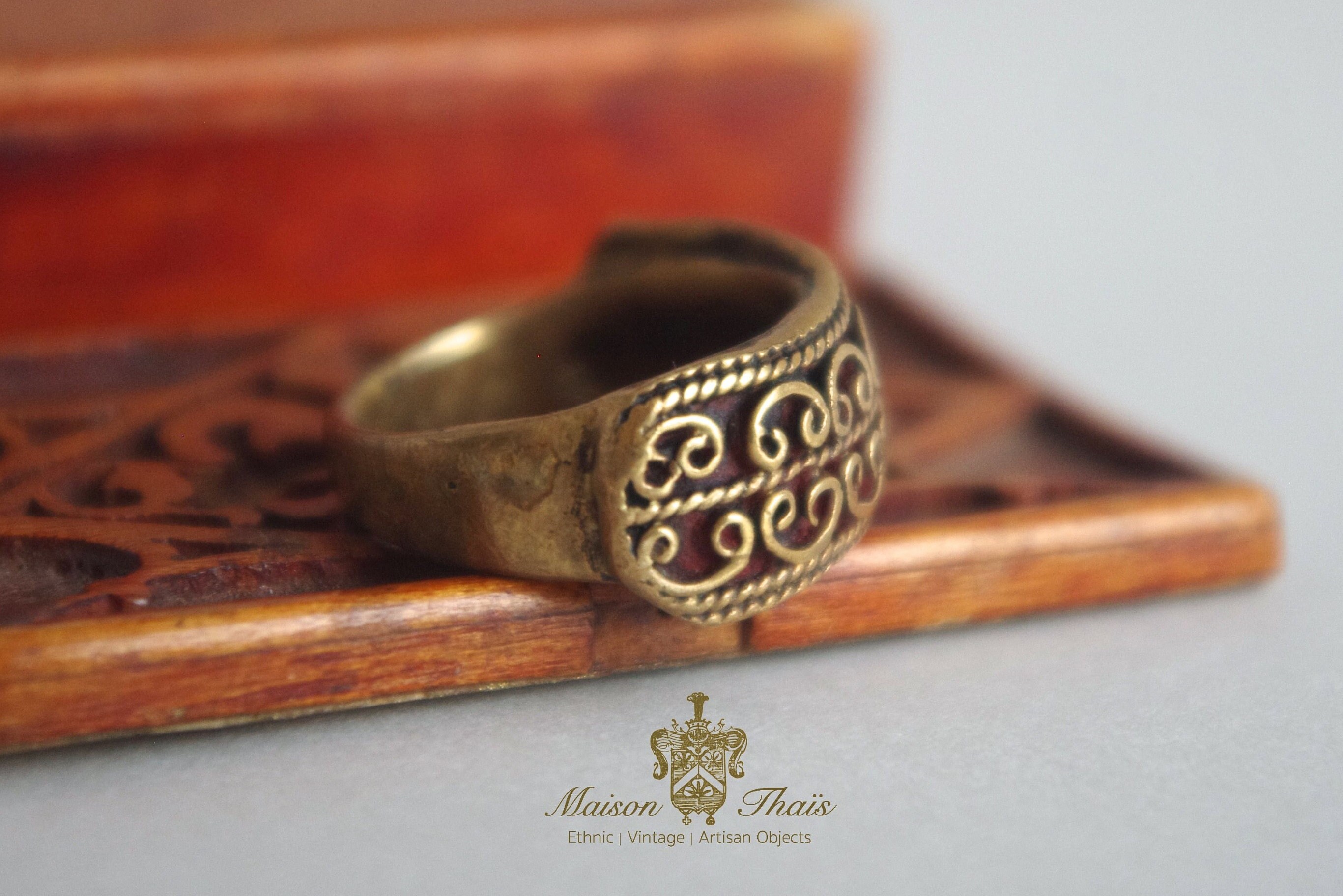 VIKING MYSTERY Old Ring, Handmade, Brass, Gold Plated , Filigree ...