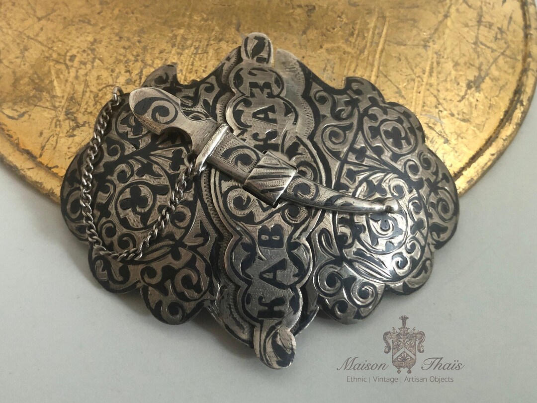 ANTIQUE CAUCASIAN Old Niello Silver Belt Buckle Small - Etsy