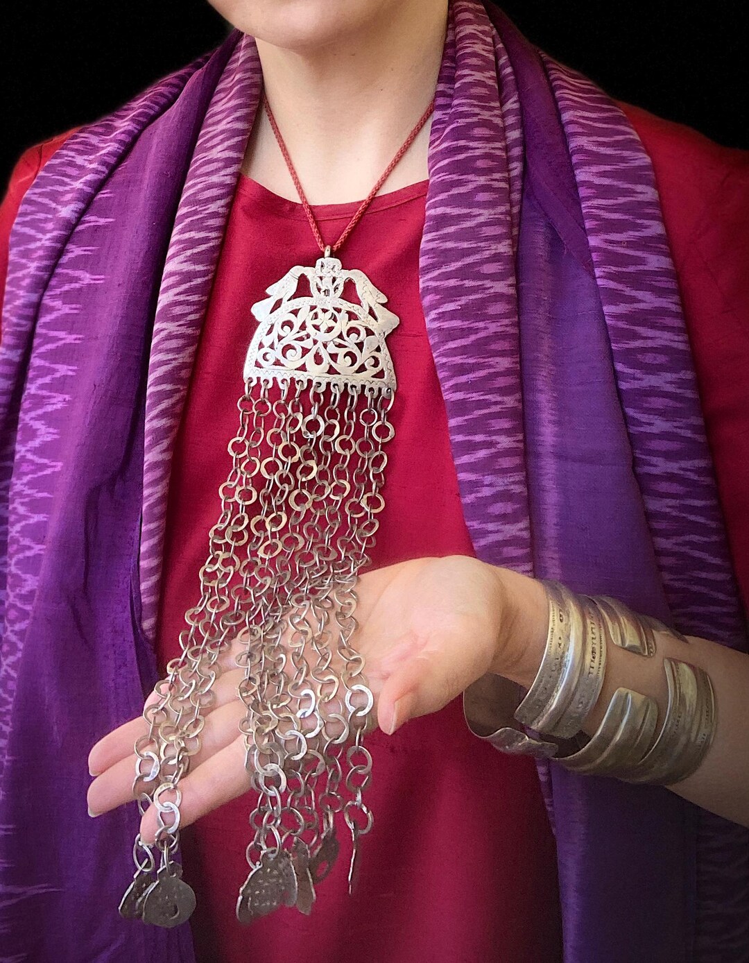 SUPERLATIV *** Huge Silver Tunisian Berber Temporal Pendant, Headdress ...