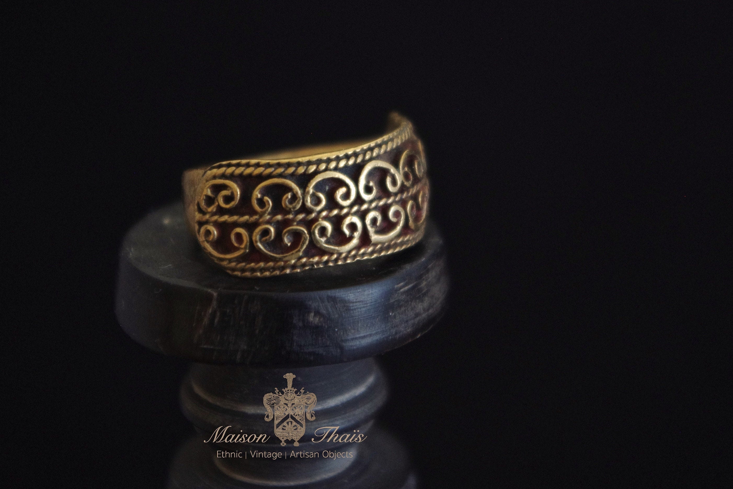 VIKING MYSTERY Old Ring, Handmade, Brass, Gold Plated , Filigree ...