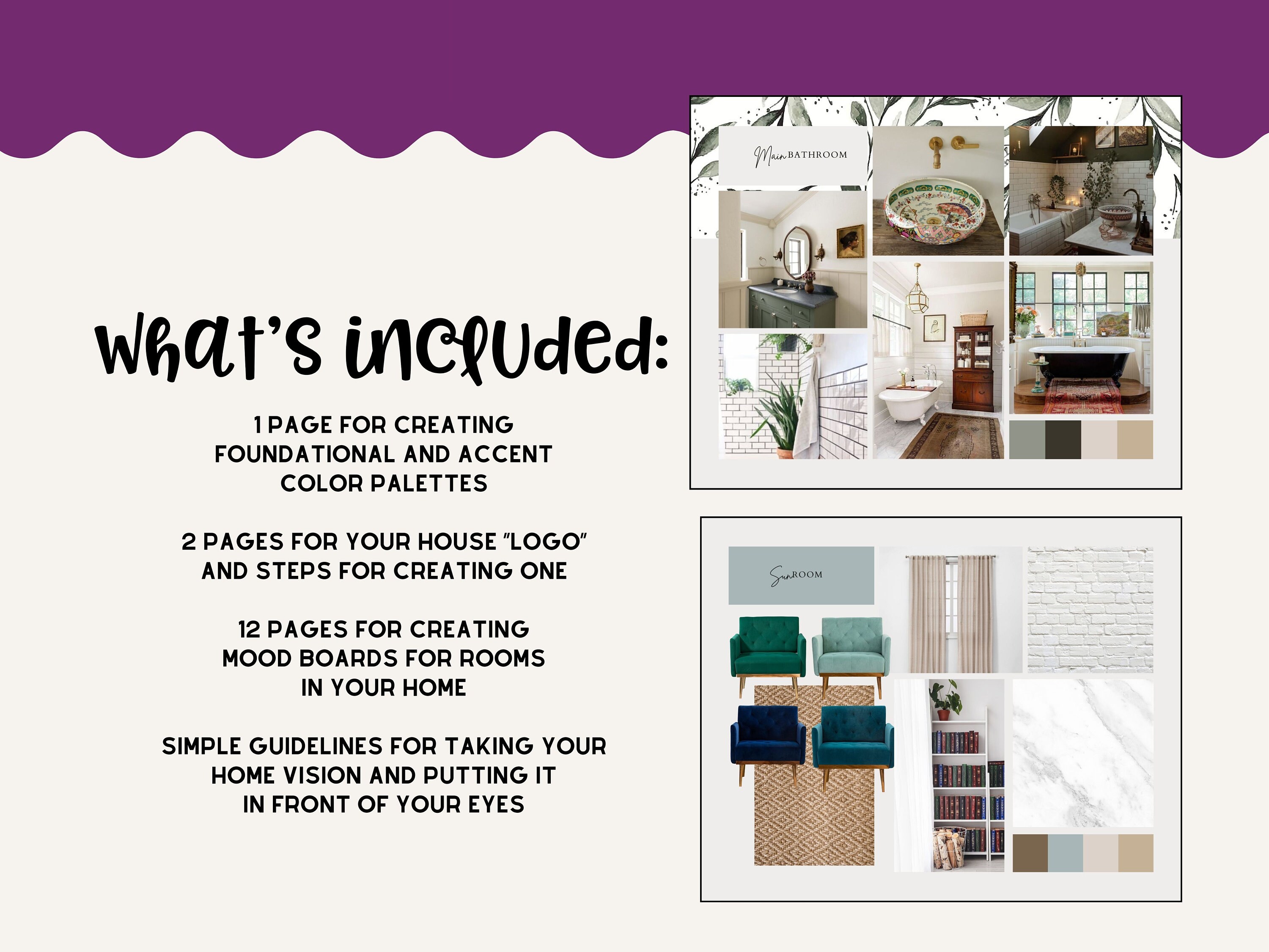 Home Mood Board Template With Color Story | Home Decor Design | Canva ...