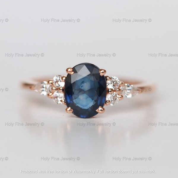 Blue Oval Engagement Ring - Etsy