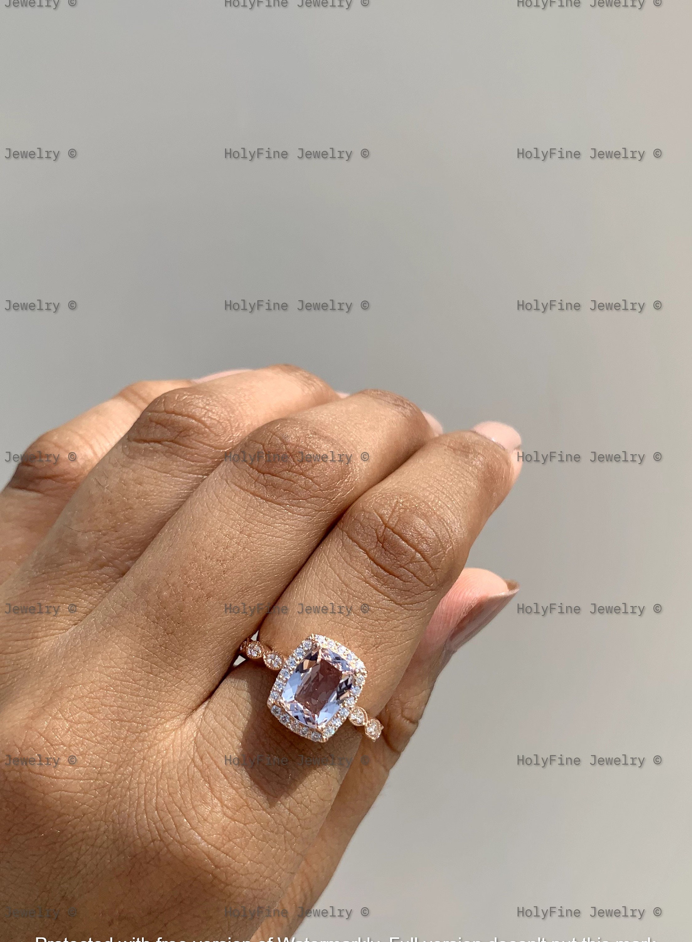 2.00 Ct Cushion Cut Morganite Engagement Ring Elongated - Etsy