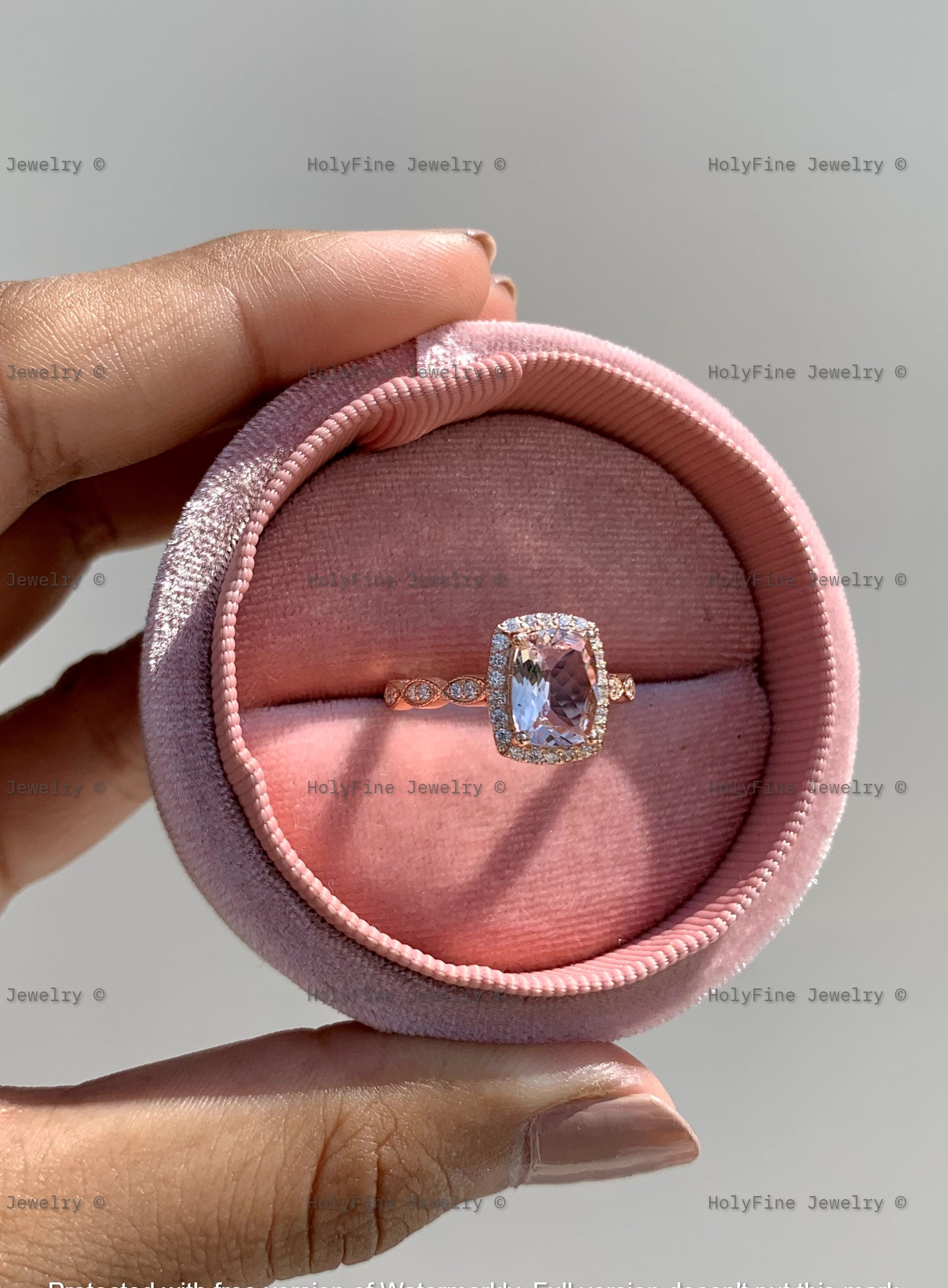 2.00 Ct Cushion Cut Morganite Engagement Ring Elongated - Etsy