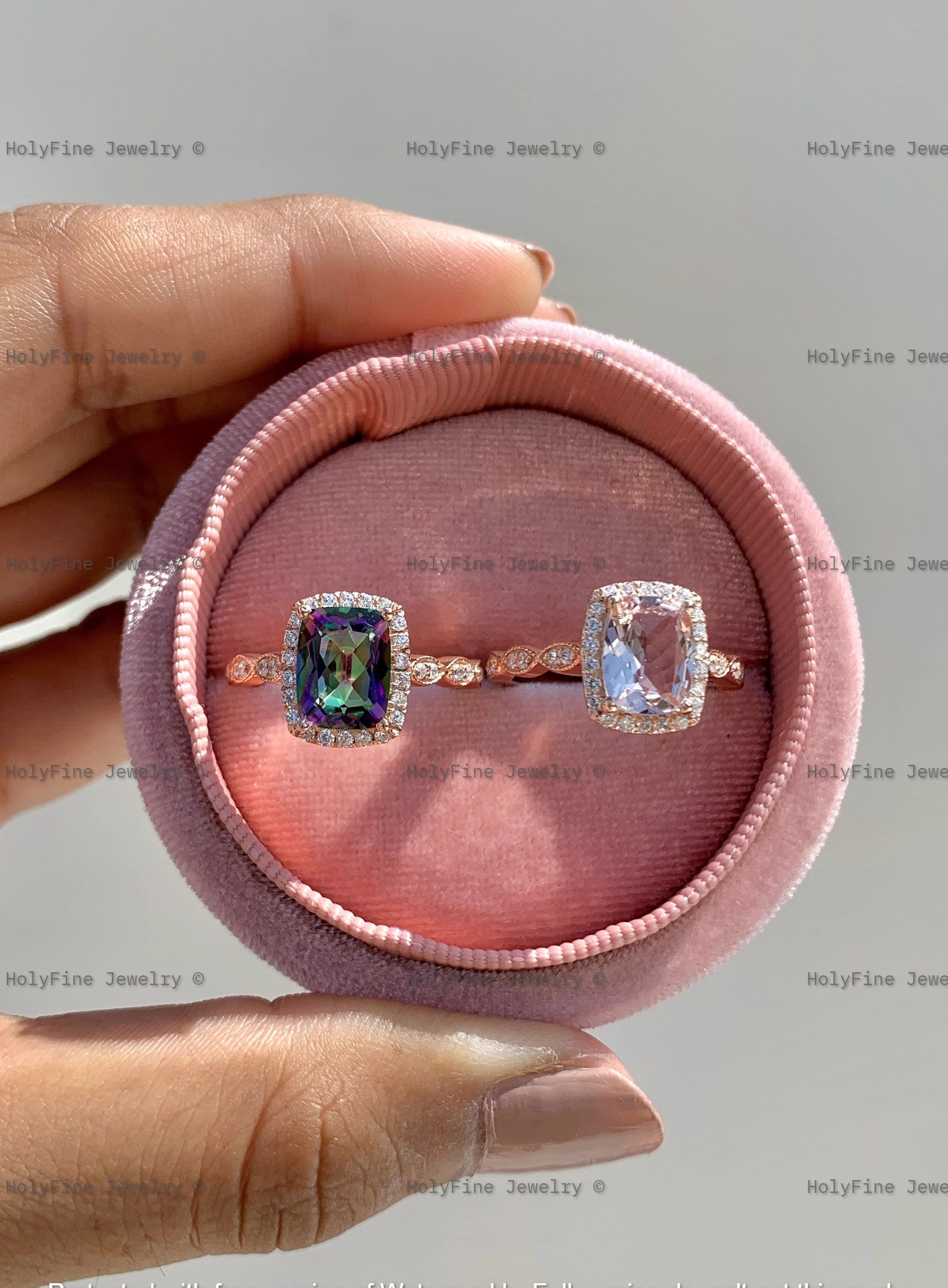 2.00 Ct Cushion Cut Morganite Engagement Ring Elongated - Etsy