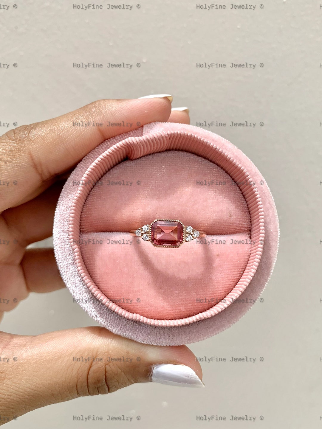 Vintage Padparadscha Sapphire Engagement Ring, Octagon Sapphire Diamond ...