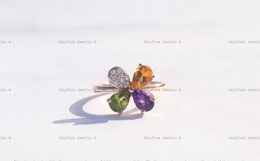 Handcrafted Multi-gemstone Ring, Multi Color Engagement Ring, 4 ...