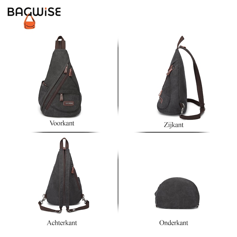 Bagwise® - Backpack - Slingbag - Crossbody Bag -canvas - 10L -vintage ...