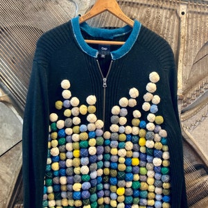 Felt Ball, Sweater, Boho, Patchwork, Upcycled, Sustainable, Unique ...