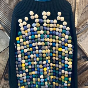 Felt Ball, Sweater, Boho, Patchwork, Upcycled, Sustainable, Unique ...