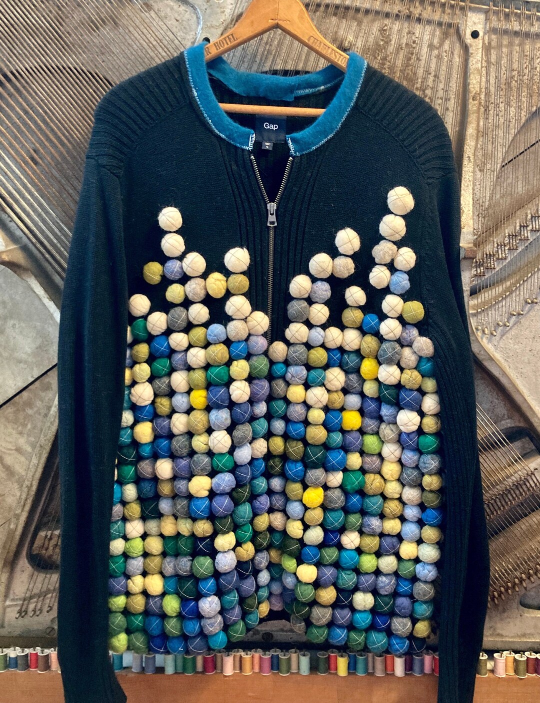 Felt Ball, Sweater, Boho, Patchwork, Upcycled, Sustainable, Unique ...