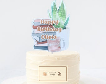 Personalised Cake Topper Book / Bookworm / Reading - Etsy UK