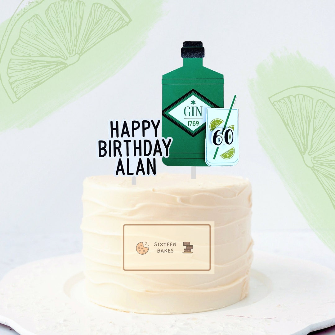 Gin and Tonic Cake Topper Gin Birthday Cake Decorations Gin O Clock ...