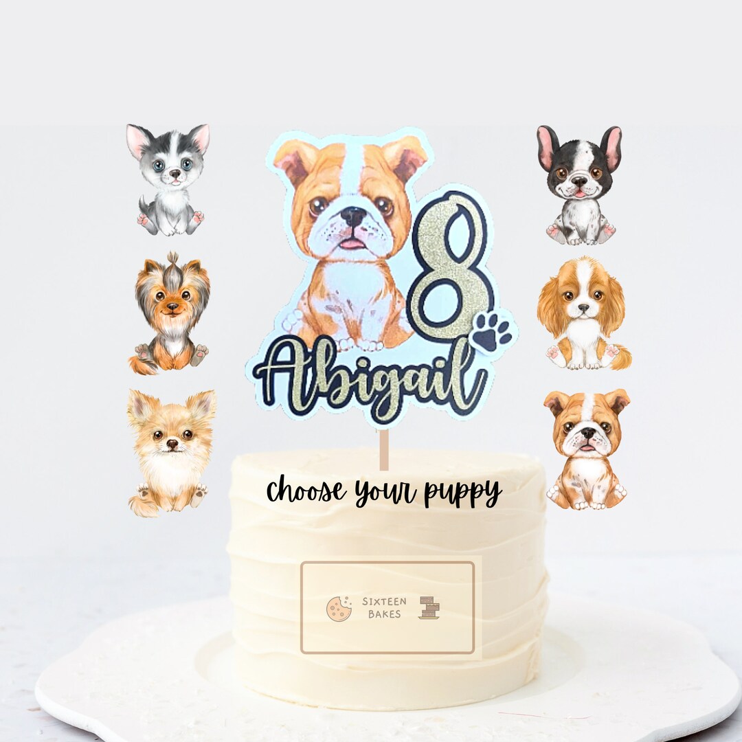 Dog Puppy Personalised Birthday Cake Topper Dog Birthday Cake Frenchie ...