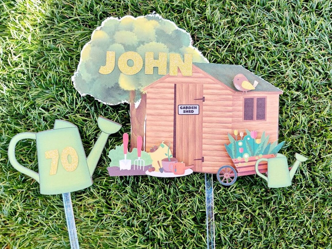 Gardening Cake Topper Garden Shed Birthday Cake Topper Retirement Cake ...