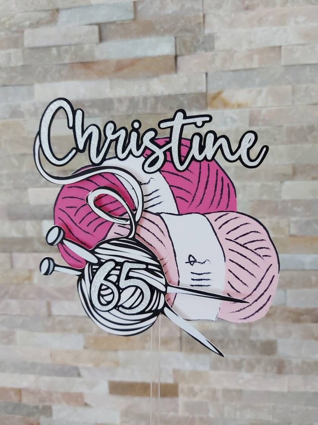 Knitting Birthday Cake Topper | Wool Yarn Birthday Cake Topper ...