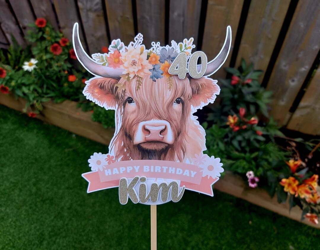 Highland Cow Cake Topper Highland Cow Birthday Cake Decoration ...