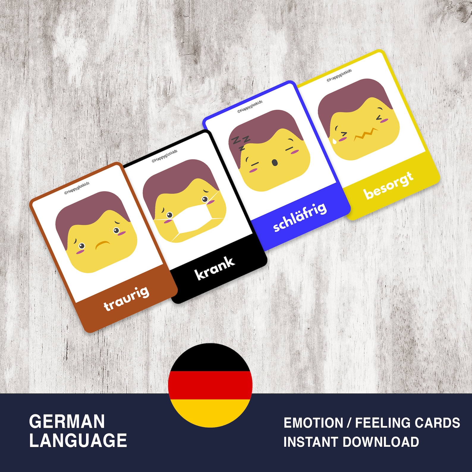 German Emotion Feeling Cards German Flashcards Playroom Decor ...