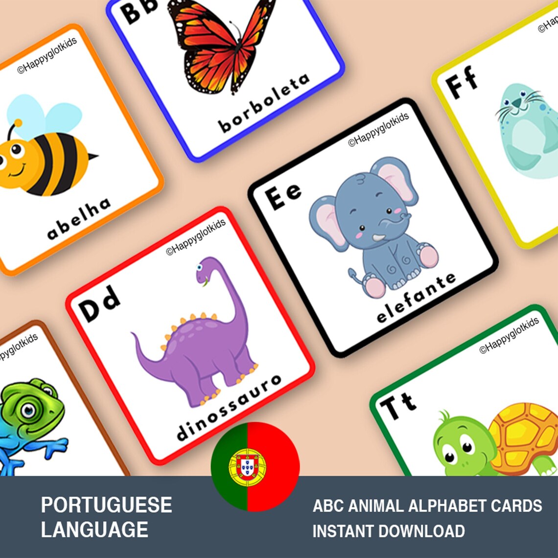 Portuguese Animal Alphabet Cards | Portuguese Alphabet Flashcards ...